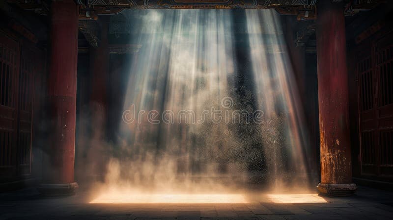 Dramatic Light Illuminating the Interior of a Temple of Stoic Wisdom ...