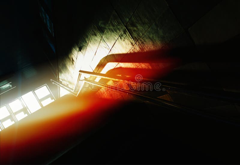 Dramatic Light Leak on Diagonal Upstairs Backdrop Stock Image - Image ...