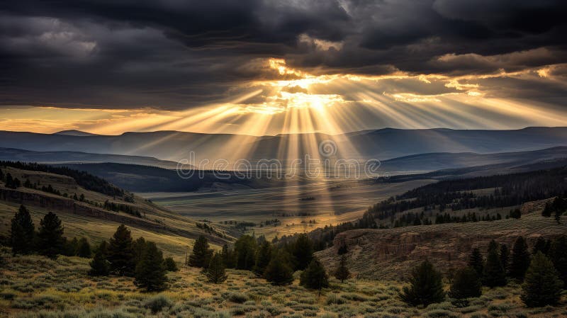 Dramatic Light Rays on Black Stock Illustration - Illustration of ...