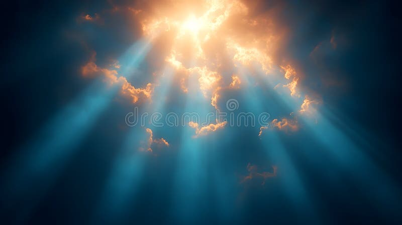 Dramatic Light Rays Breaking through Dark Clouds Stock Illustration ...