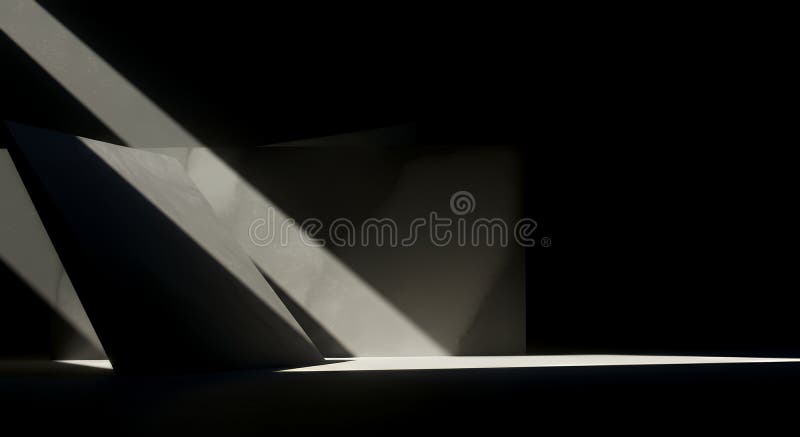 Dramatic Light Rays in Dark Abstract Room Stock Photo - Image of text ...