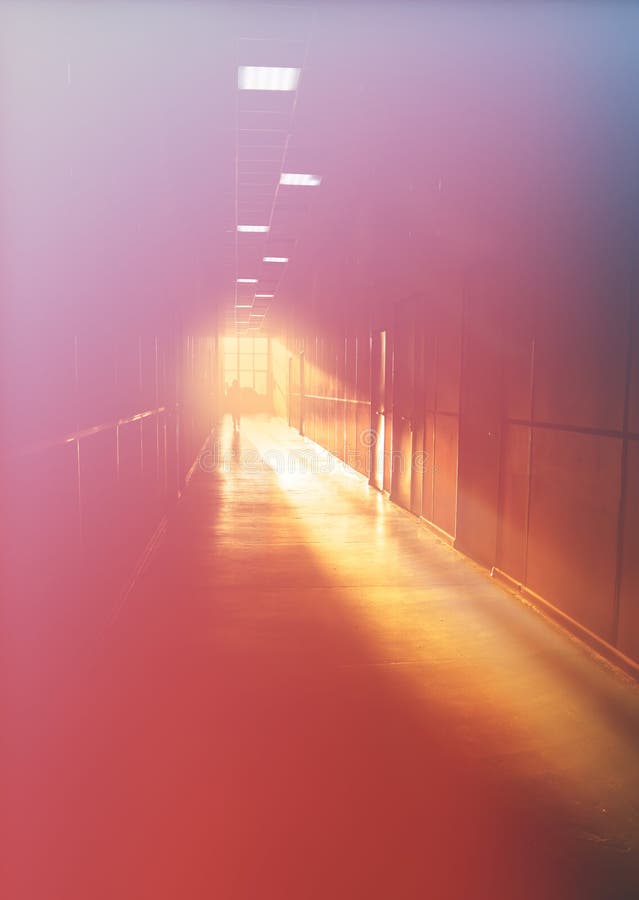 Dramatic Light Rays in Office Corridor Backdrop Stock Image - Image of ...