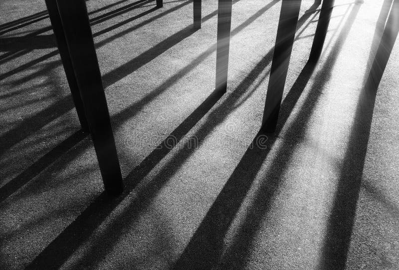 Dramatic Light Rays through Poles Vertical Stock Photo - Image of ...