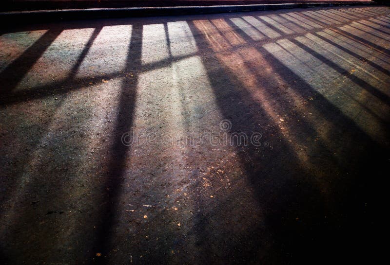 Dramatic Light Rays on Office Concrete Wall Background Stock Photo ...