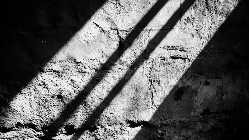 Dramatic Light and Shadow Interplay on a Rough Stone Wall Creates an ...