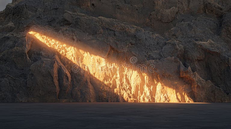 A Dramatic Light Source Illuminates a Rugged Cliff Face, Casting a ...