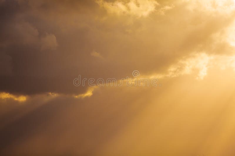 Dramatic Light With Sun Rays And Heavy Clouds Stock Photo - Image of ...