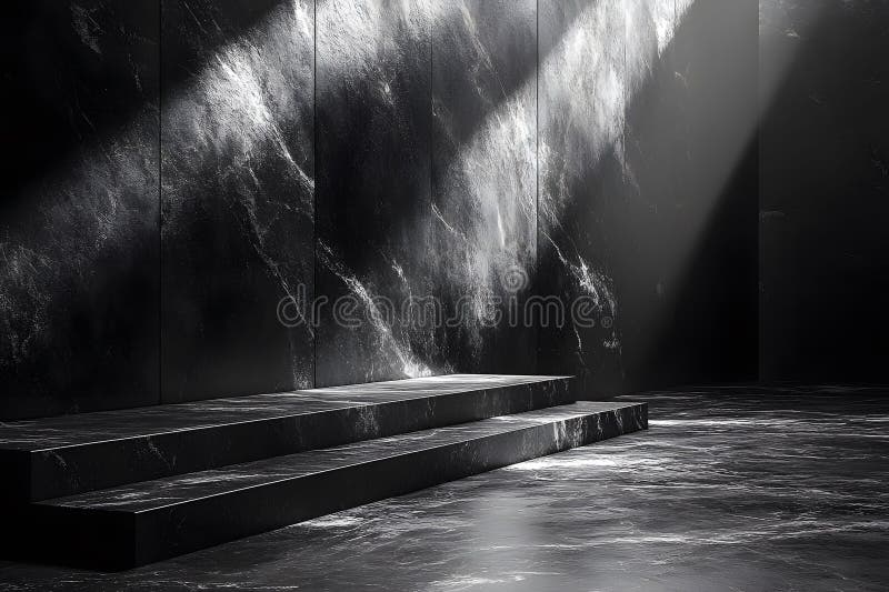 Modern Architectural Design with Dramatic Lighting on Black Marble ...