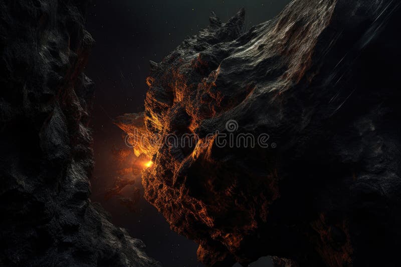 Dramatic Lighting on Asteroid Highlighting Deep Shadows and Texture ...