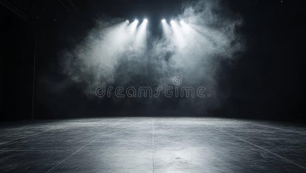 Dramatic Lighting Concept in a Dark Environment with an Empty Stage and ...
