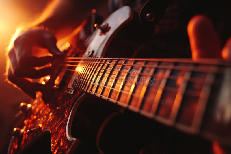 Dramatic Lighting Enhances the Sleek Body of an Electric Guitar ...