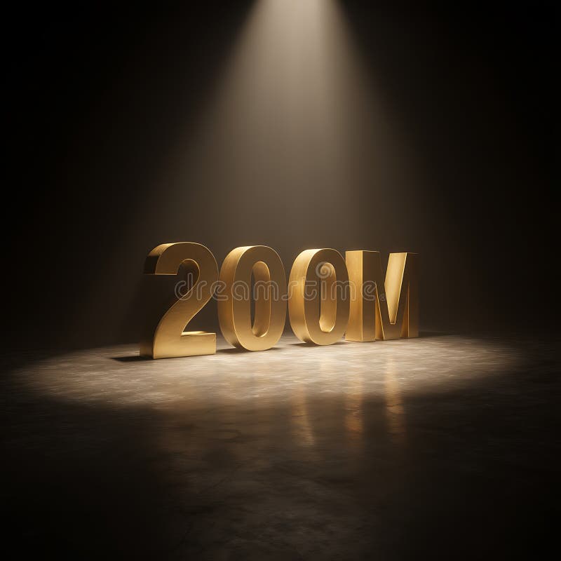 Dramatic Lighting Focused on 200M Text Highlighting Significant ...