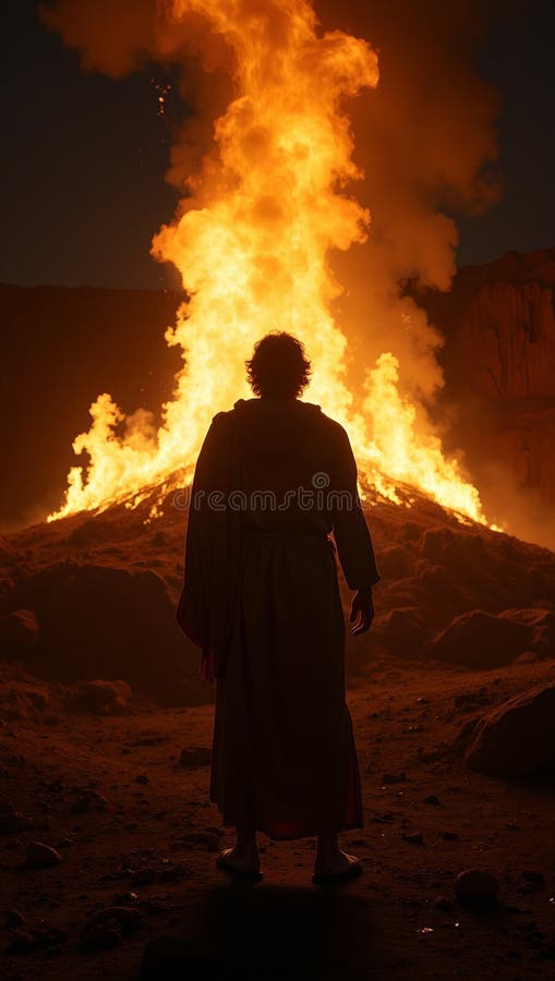 Dramatic Lighting Highlights Moses by the Burning Bush in an Old Style ...