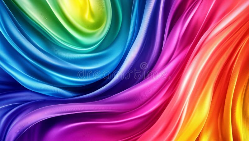 Dramatic Lighting Highlights Vibrant Rainbow Fabric Waves and a ...