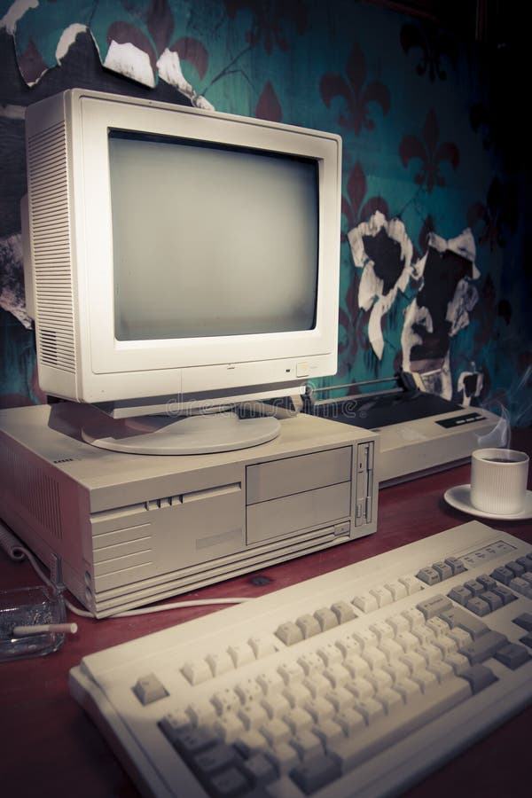 Old Computer, Keyboard CPU And Monitor Stock Image - Image of classic ...