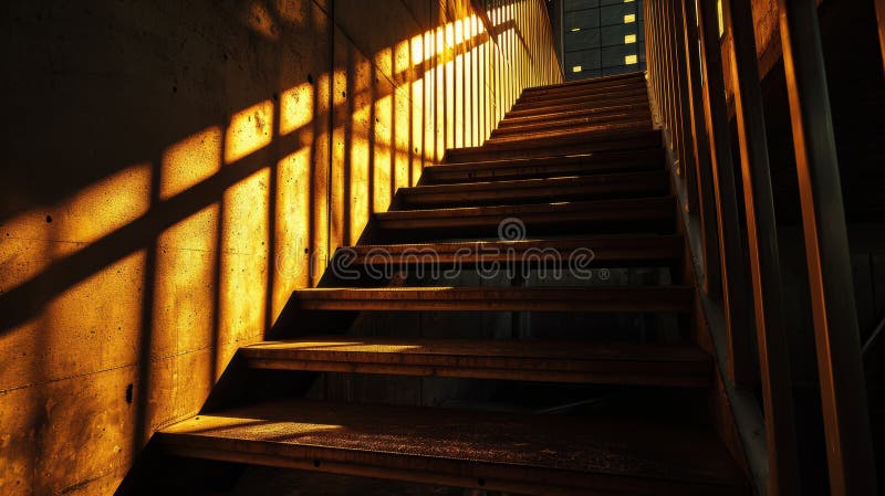 Dramatic Lighting on a Staircase in an Old Building Stock Illustration ...