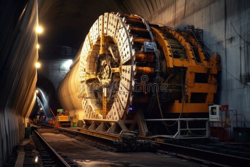Dramatic Lighting on Tunnel Boring Machine Stock Illustration ...