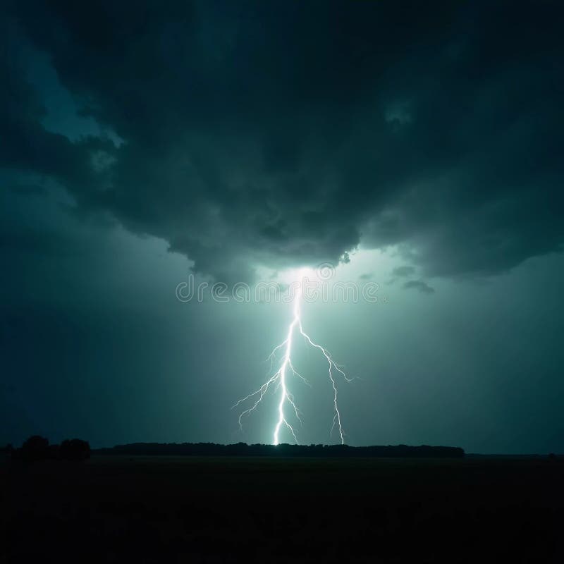 A Dramatic Lightning Bolt Pierces through Dense Storm Clouds ...
