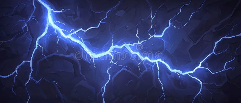 A Dramatic Lightning Bolt Streaks Across a Dark, Rocky Surface. Stock ...