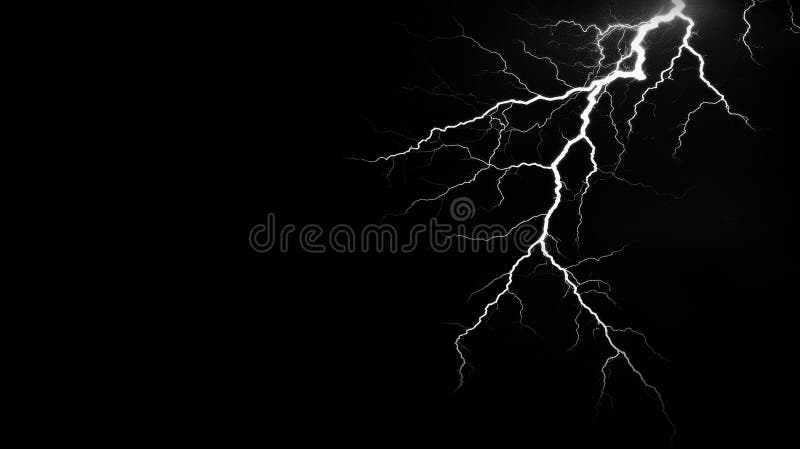 Dramatic Lightning Bolt Strikes Against Black Background Stock Photos ...