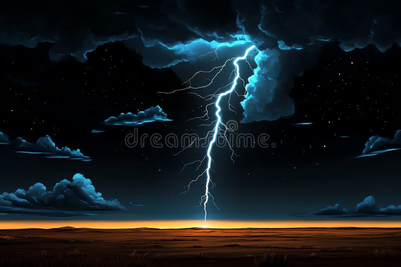 A Dramatic Lightning Bolt Strikes the Earth during a Stormy Night ...