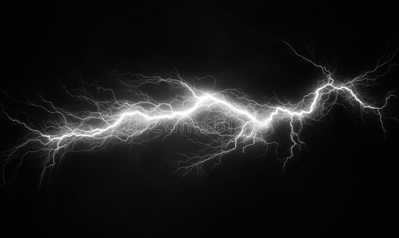 Dramatic Lightning Bolt Striking Across Dark Sky with Intricate ...