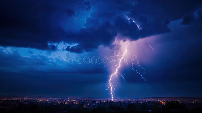 Dramatic Lightning on a Dark Sky Stock Image - Image of nature, rain ...