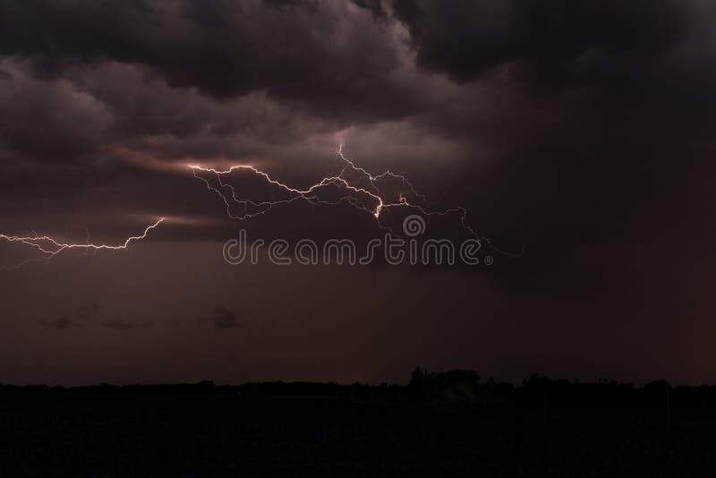 Dramatic Lightning at Night Stock Image - Image of pouring, nighttime ...