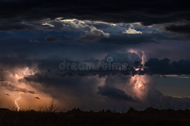 Dramatic Lightning at Night Stock Photo - Image of eerie, nature: 192129460