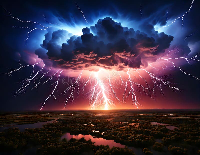 Dramatic Lightning Storm Clouds with Striking Bolts and Dark Sky for ...
