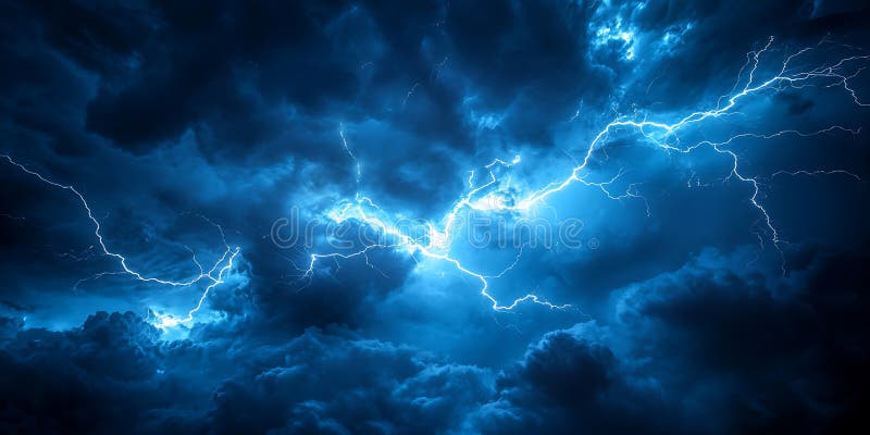 Dramatic Lightning Storm in a Deep Blue Sky for Powerful Nature Scenes ...