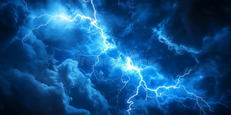Dramatic Lightning Storm in a Deep Blue Sky for Powerful Nature Scenes ...