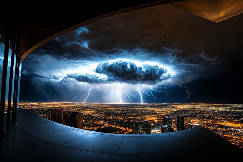 A Dramatic Lightning Storm Illuminates a City from Above, As Seen ...