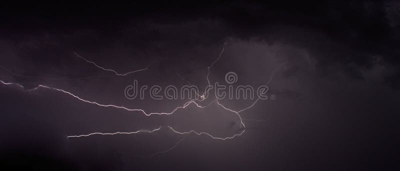 Dramatic Lightning Storm at Night Stock Image - Image of storm ...