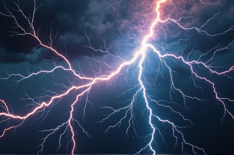 Dramatic Lightning Storm with Striking Bolts Illuminating Dark Sky ...