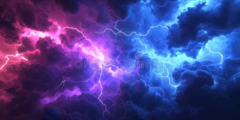 Dramatic Lightning Storm with Vibrant Purple and Blue Clouds Stock ...