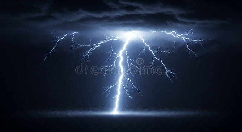 Dramatic Lightning Strike Illuminates Dark Sky during Intense ...
