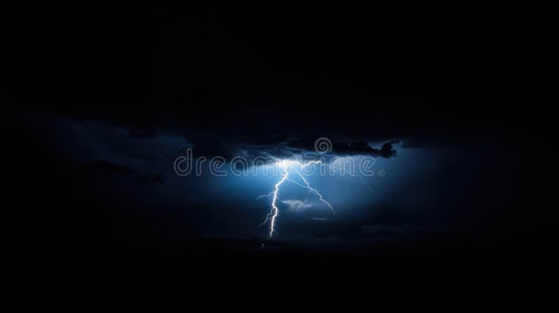 A Dramatic Lightning Strike Illuminates the Night Sky. Stock Image ...