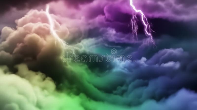 Dramatic Lightning Strike Illuminates Turbulent Clouds Over a Dark Sky ...