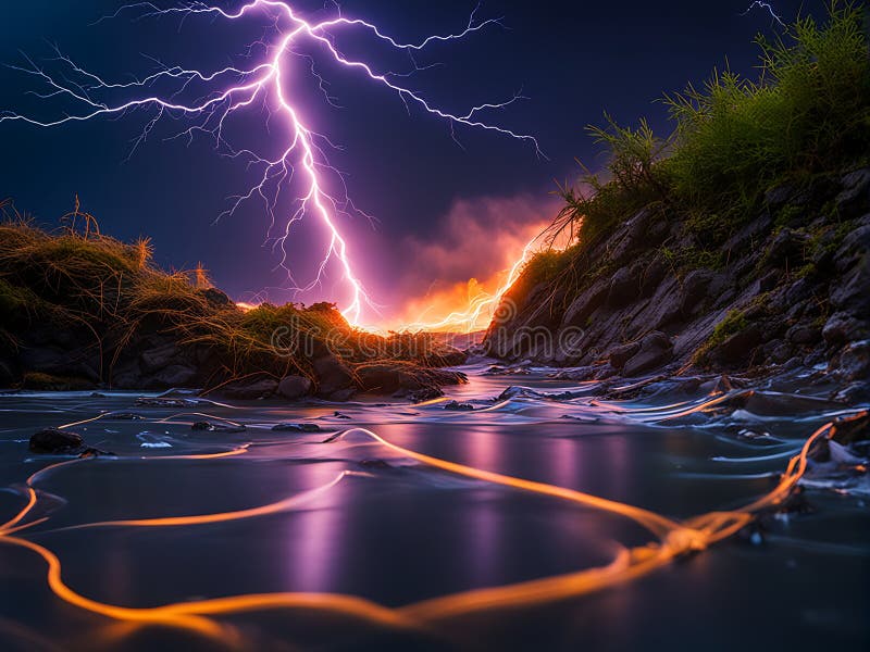 Dramatic Lightning Strike Illuminating the Dark Sky for Website ...