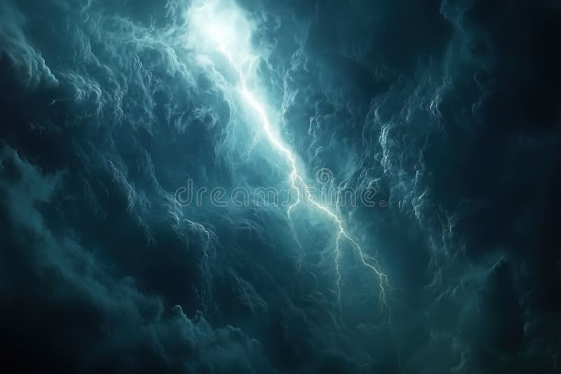 Dramatic Lightning Strike Illuminating Dark Storm Clouds Stock Image ...