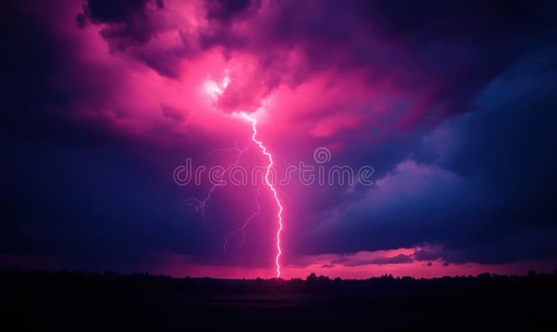 Dramatic Lightning Strike Illuminating Dark Storm Clouds at Twilight ...