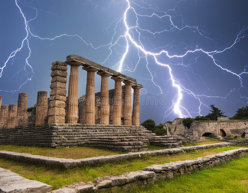 Dramatic Lightning Strike in Stormy Sky Stock Photo - Image of ...