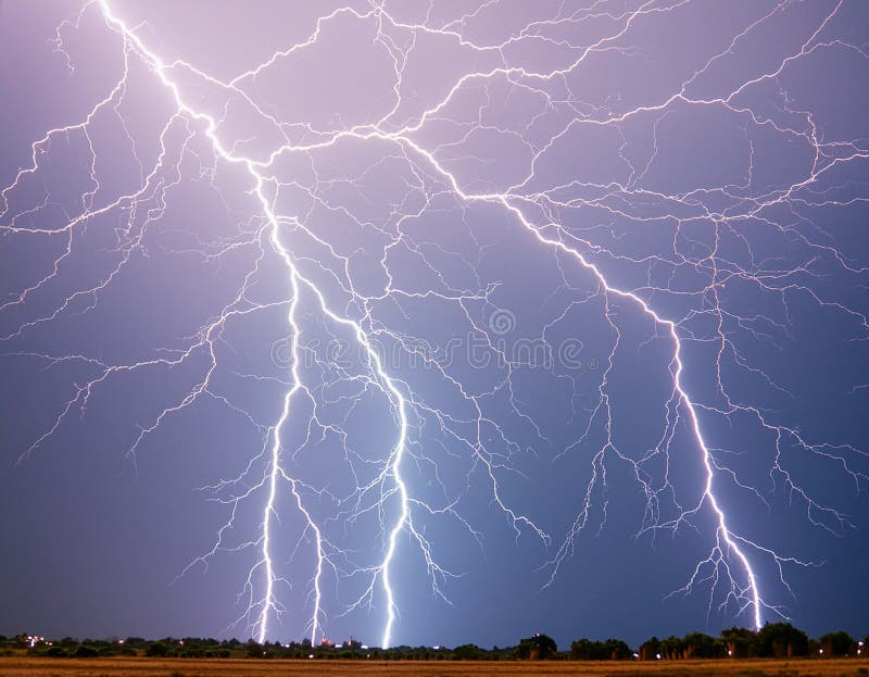 Dramatic Lightning Strike in Stormy Sky Stock Photo - Image of ominous ...