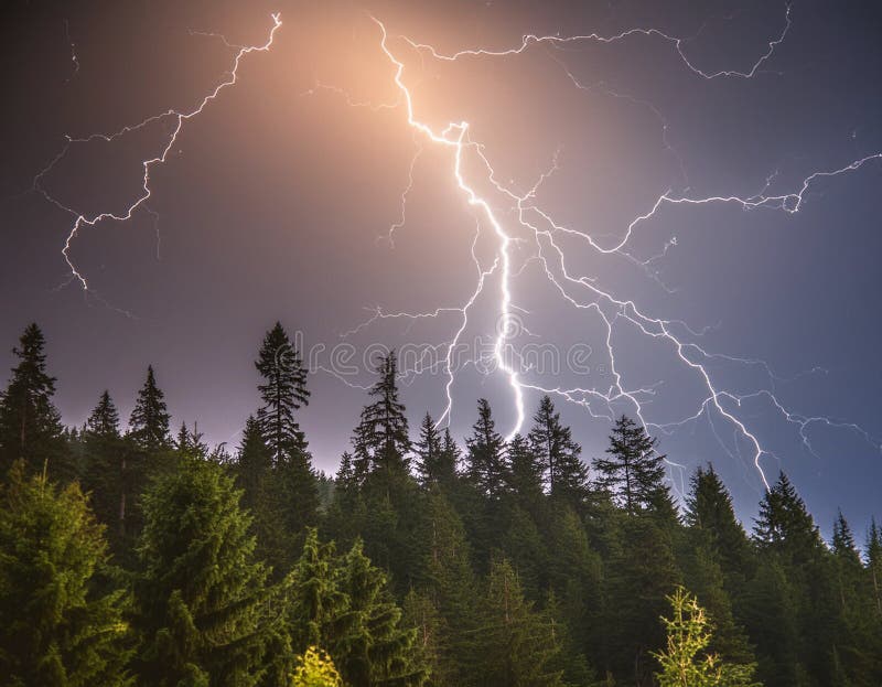 Dramatic Lightning Strike in Stormy Sky Stock Photo - Image of epic ...