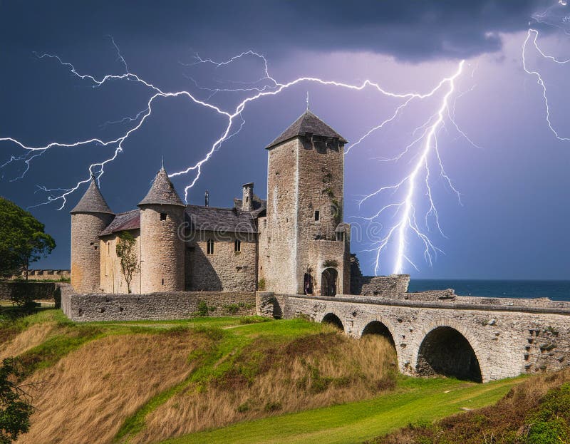 Dramatic Lightning Strike in Stormy Sky Stock Photo - Image of ominous ...
