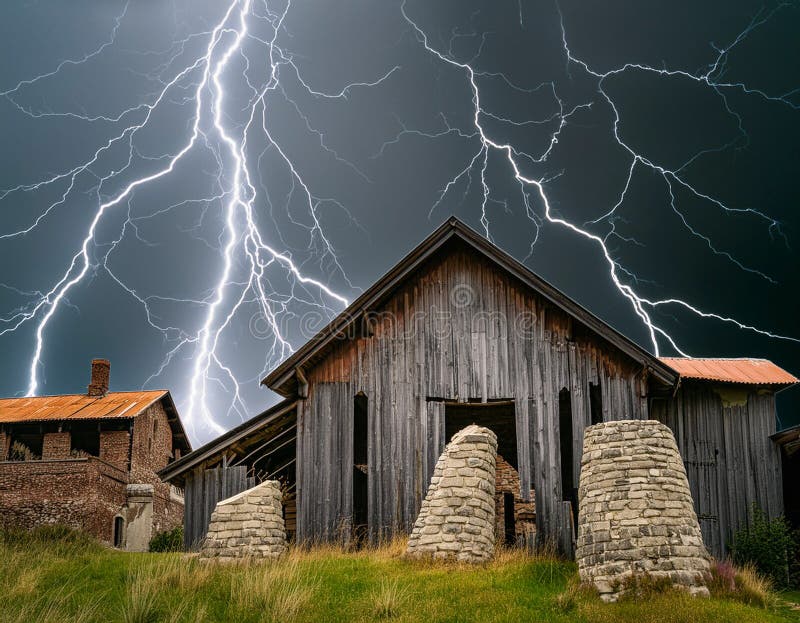 Dramatic Lightning Strike in Stormy Sky Stock Image - Image of extreme ...