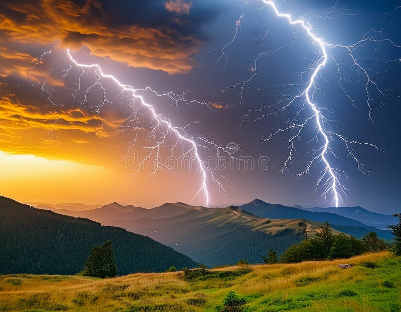 Dramatic Lightning Strike in Stormy Sky Stock Image - Image of bright, climate: 324288549