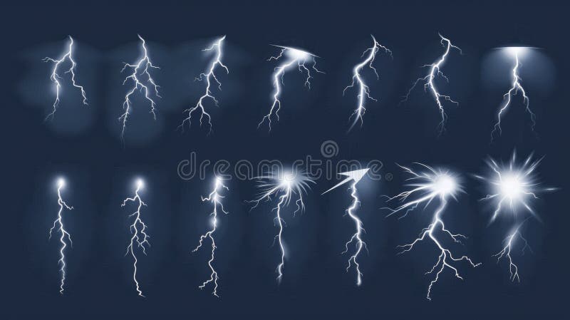 Dramatic Lightning Strikes on a Dark Blue Backdrop. Ideal for Weather ...