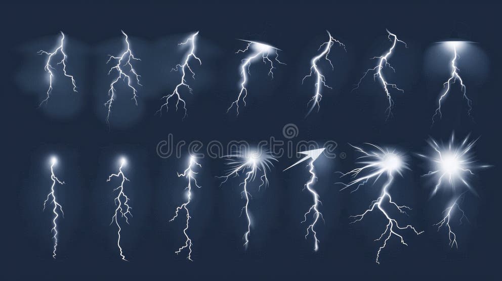 Dramatic Lightning Strikes on a Dark Blue Backdrop. Ideal for Weather ...